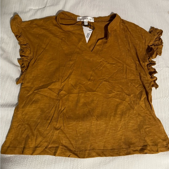 Chelsea & Theodore | Tops | Burnt Orange Ruffle Sleeve Top | Poshmark